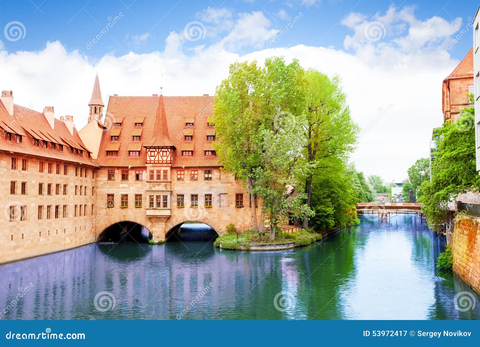 View of Pegnitz River from Fleisch Bridge Stock Image - Image of ...