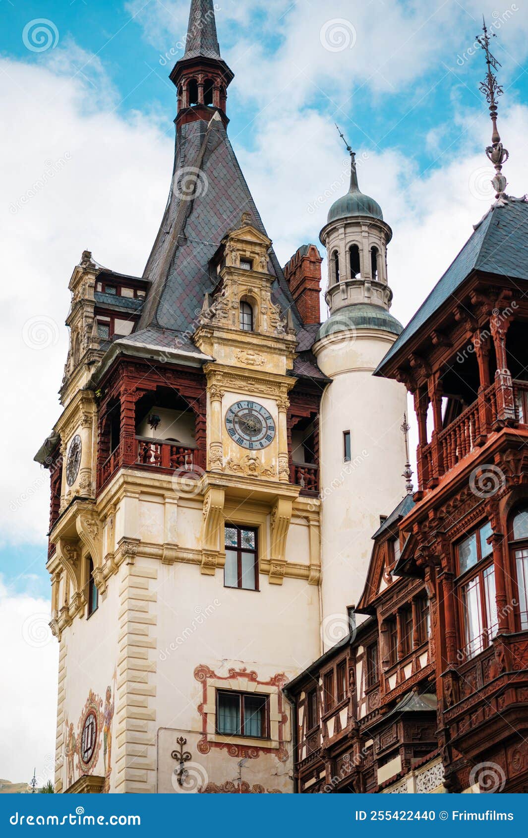 View of the Peles Castle in Romania Stock Photo - Image of gardens ...