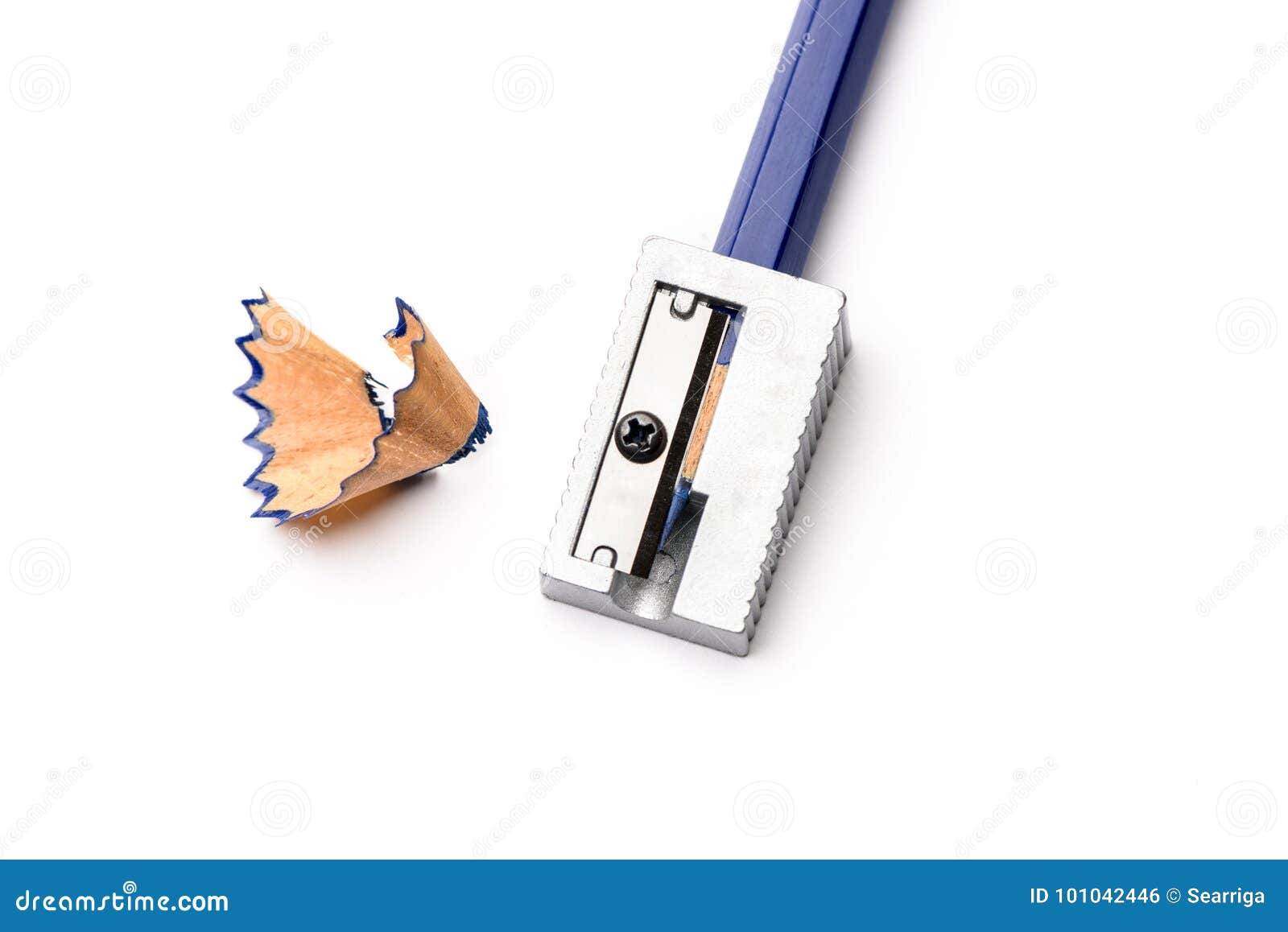 A Top View of a Sharpner and a Pencil on White Background Stock Photo ...