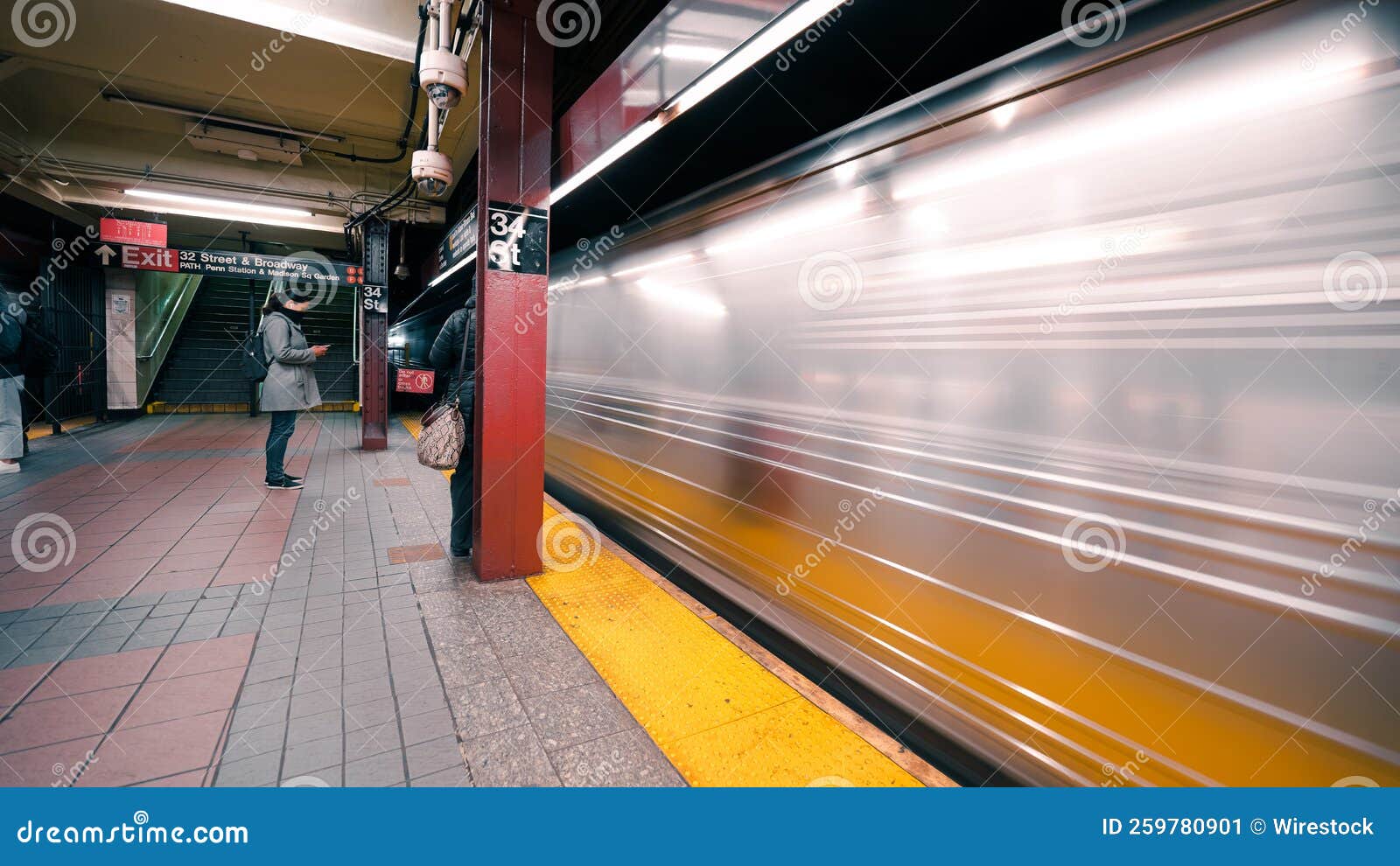 View of People Waiting for Train in a Station with Long Exposure ...