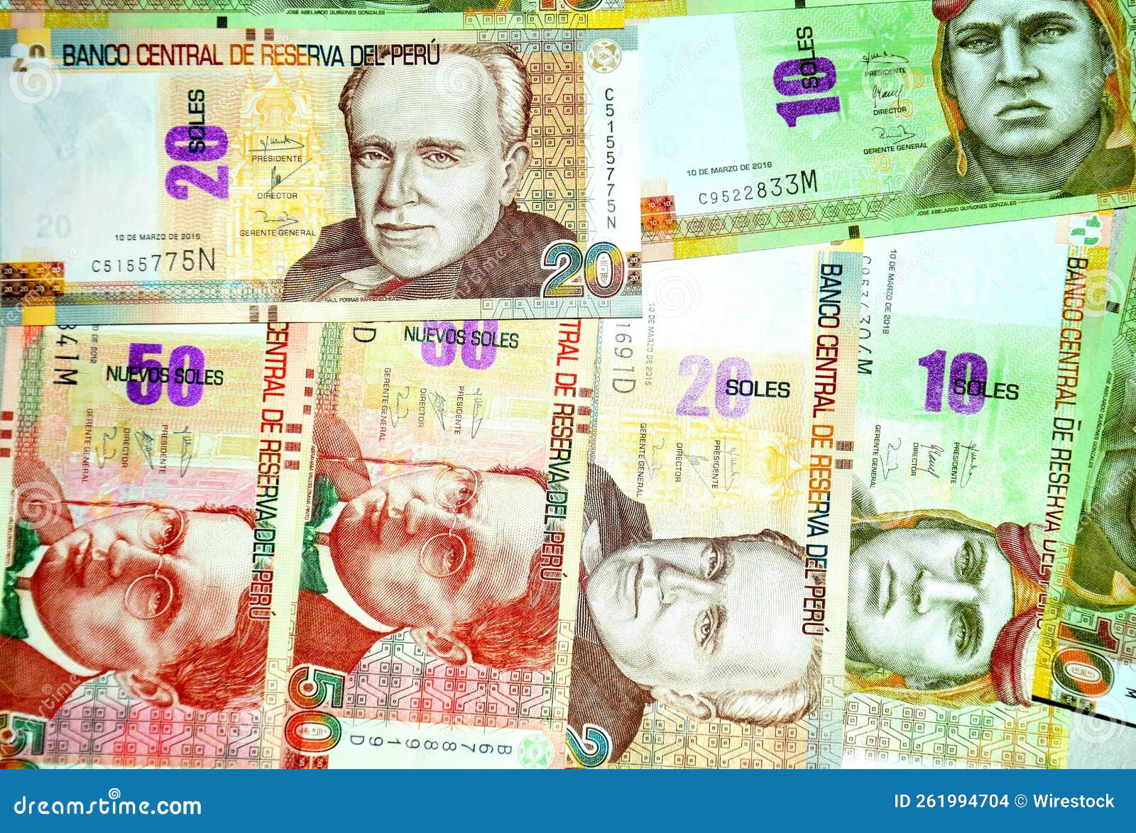 Peruvian Banknotes on the Tab Stock Photo - Image of five, rich: 261994704