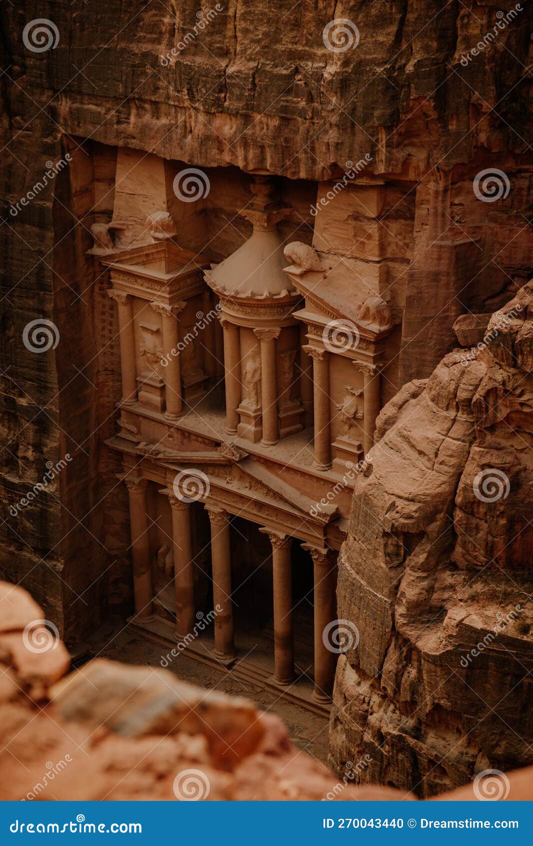 A View of the Petra Treasury from Above Stock Photo - Image of arch ...
