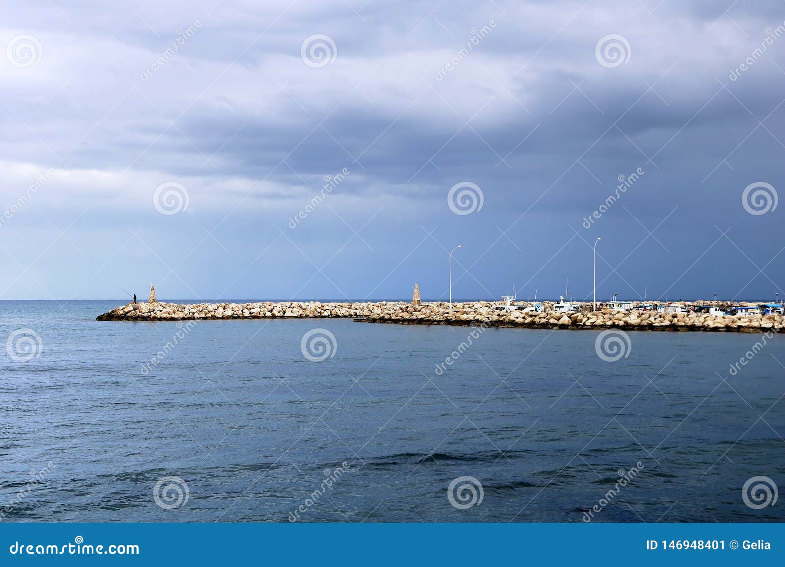 View of Pier and the Mediterranean Sea after the Rain in Larnaca ...
