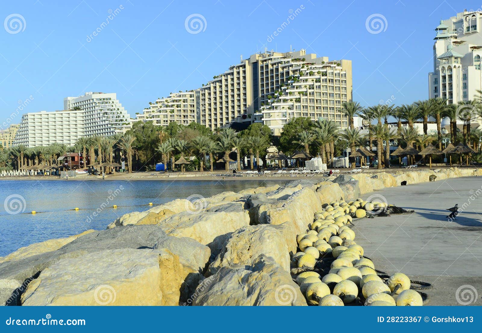 View on Pier and Sandy Beach in Eilat Stock Image - Image of happy ...