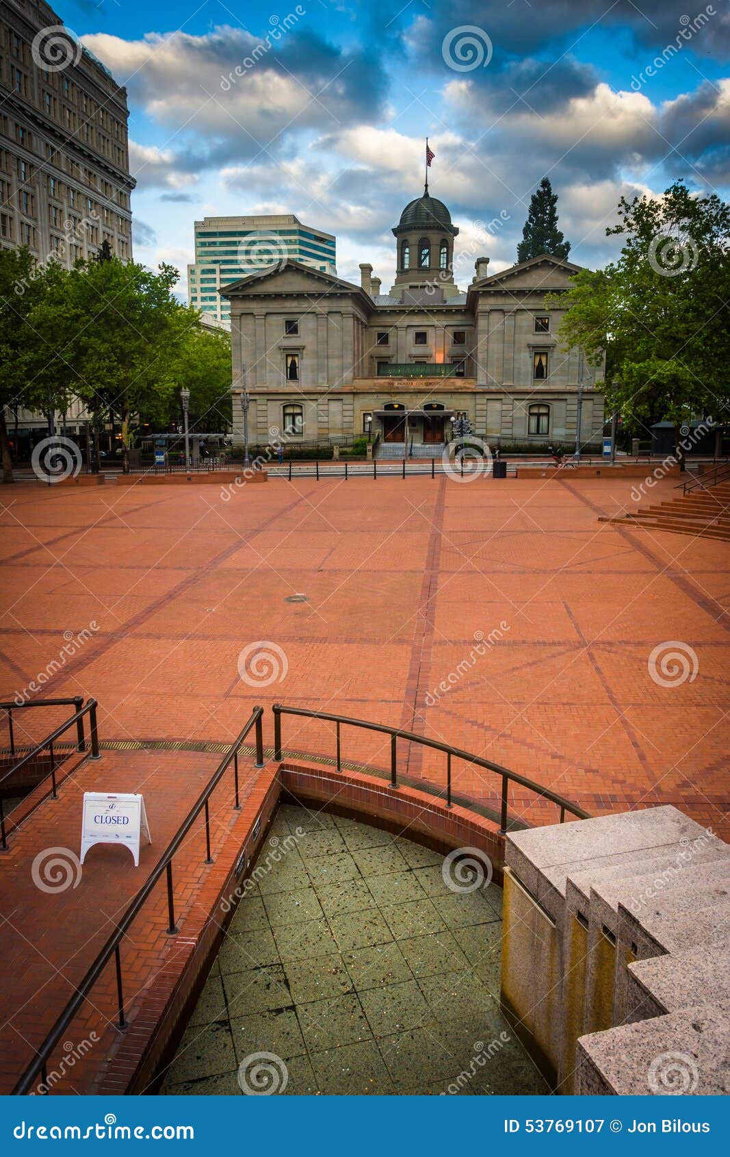 View of Pioneer Courthouse Square, in Portland, Stock Image - Image of ...