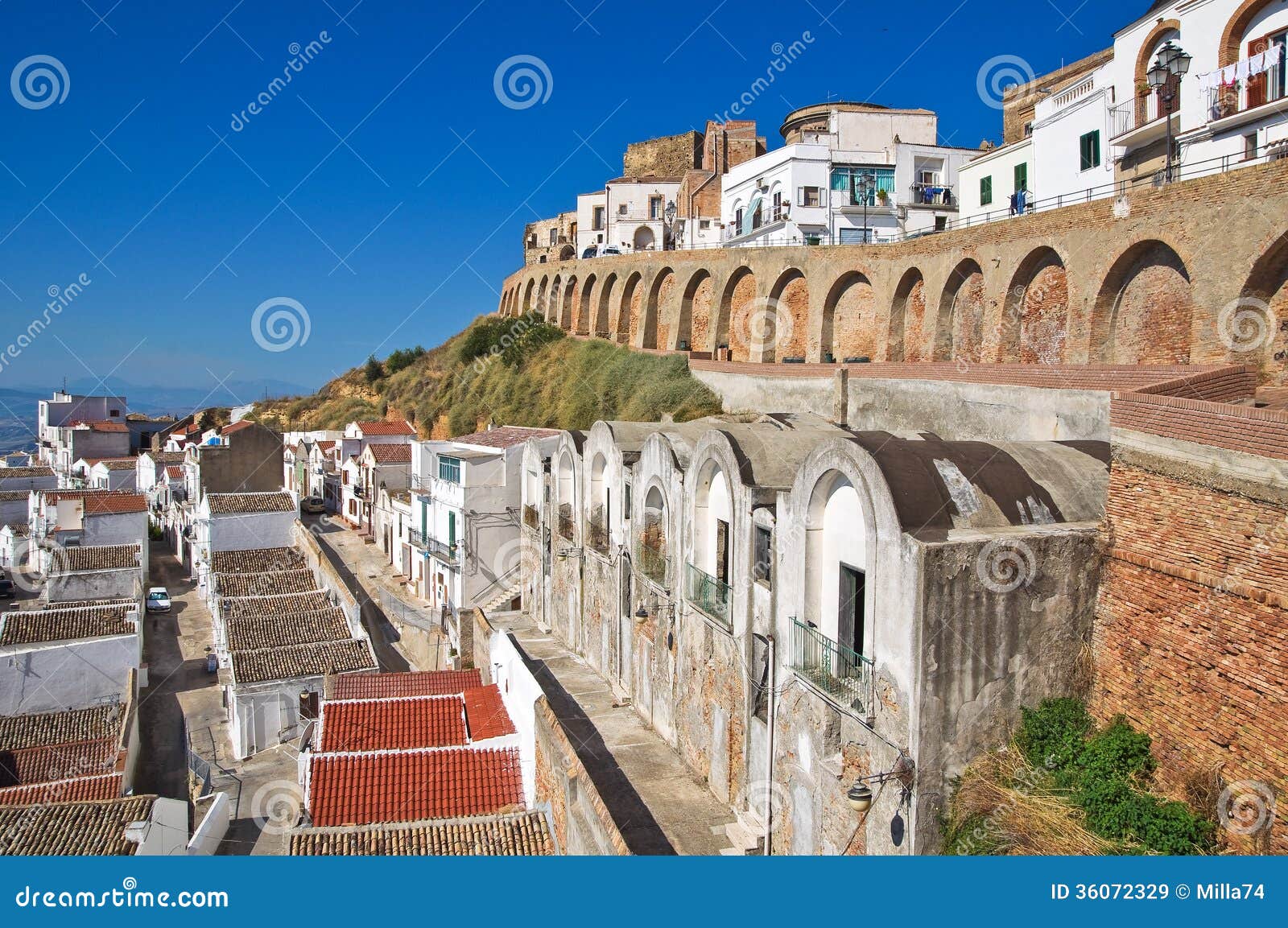 View of Pisticci. Basilicata. Italy Stock Image - Image of blue, house ...