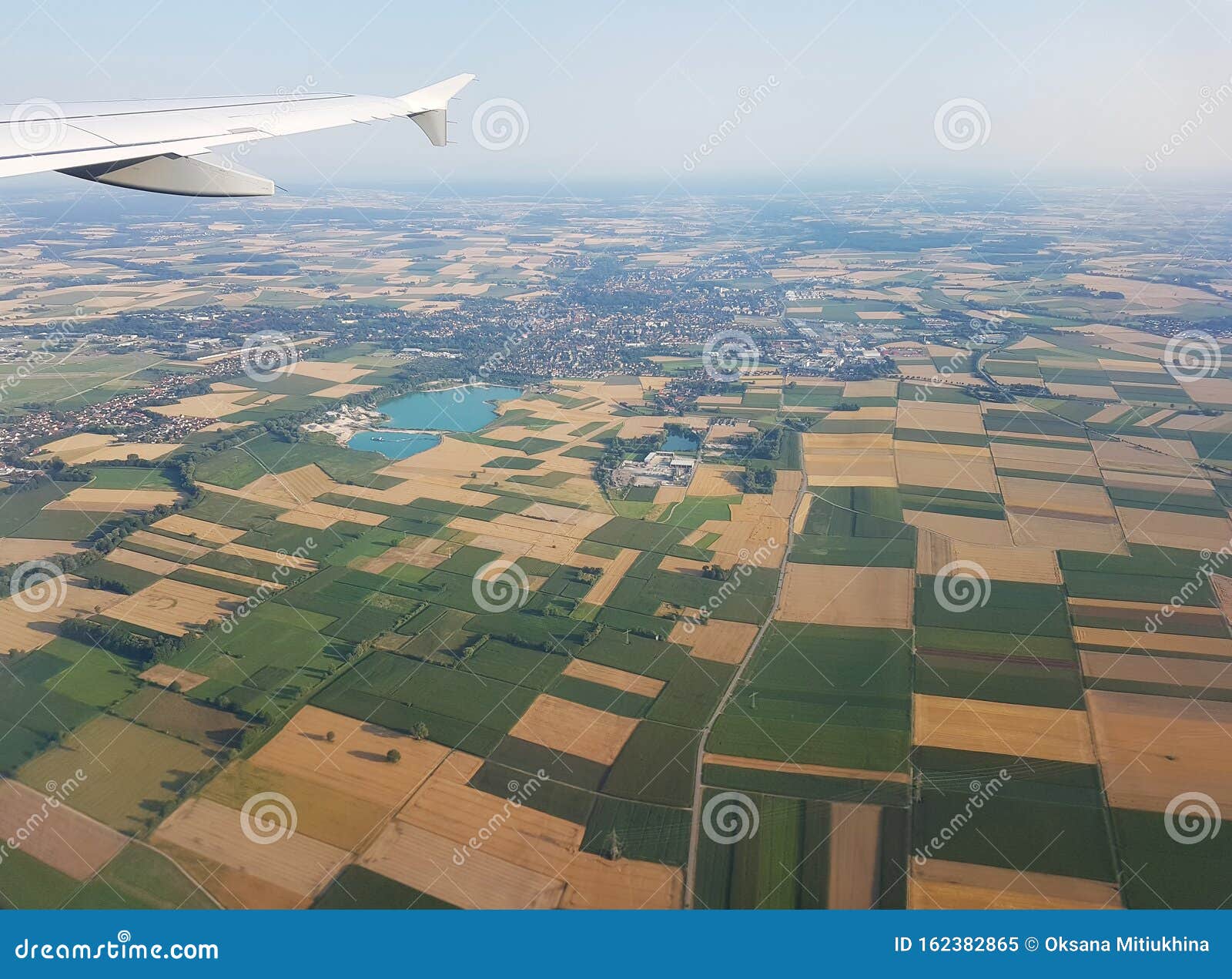 View from plane above stock image. Image of town, fields - 162382865