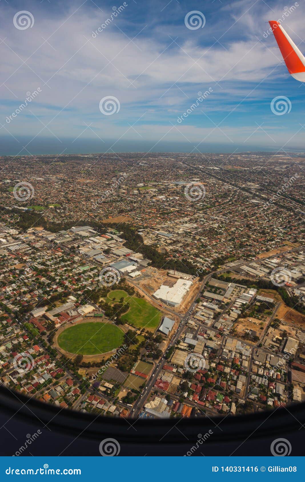 View from Plane, Adelaide City Stock Photo - Image of ground, plane ...