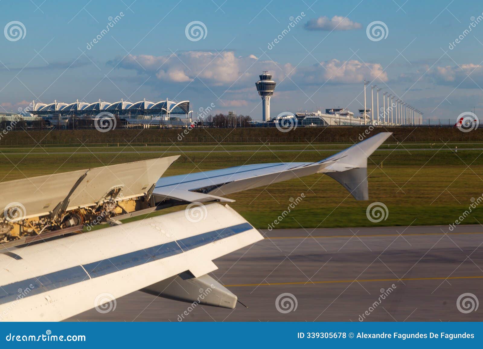 View from a Plane of the Control Tower and the Terminal of Munich ...