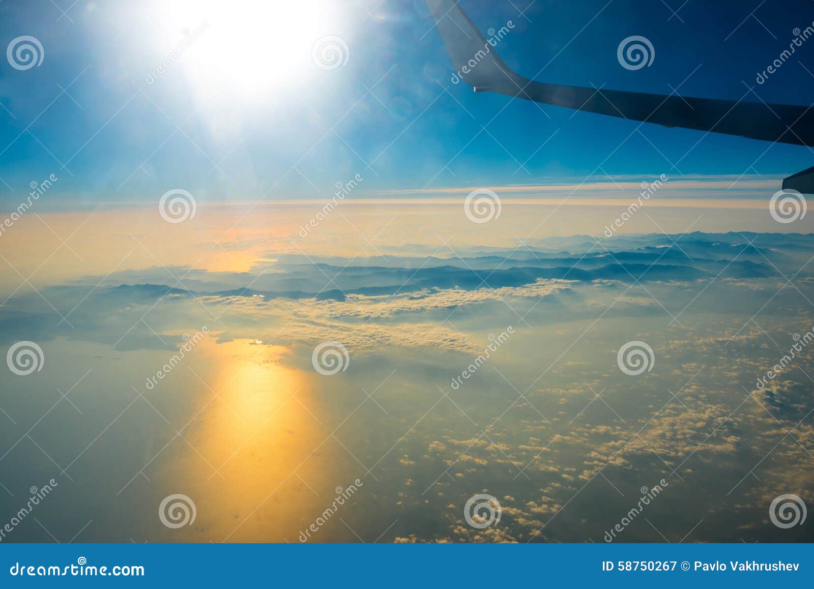 View from a Plane To Sunset on the Sky Stock Image - Image of landscape ...