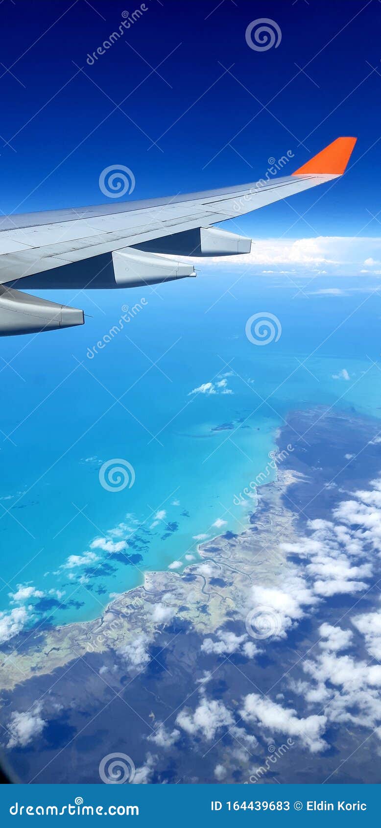 View From The Plane Ocean Atlantic And White Clouds, Window View Flight ...