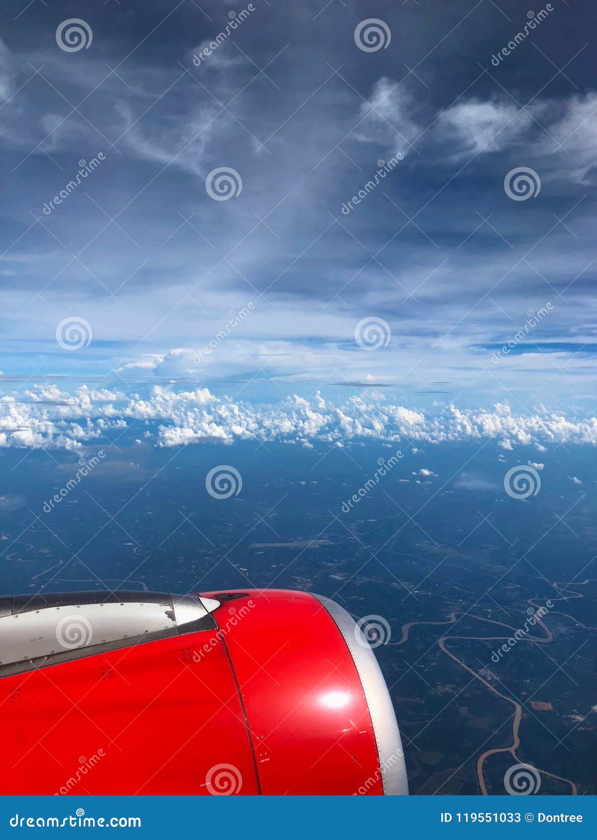 View from Plane Window on Engine and Land Stock Image - Image of window ...