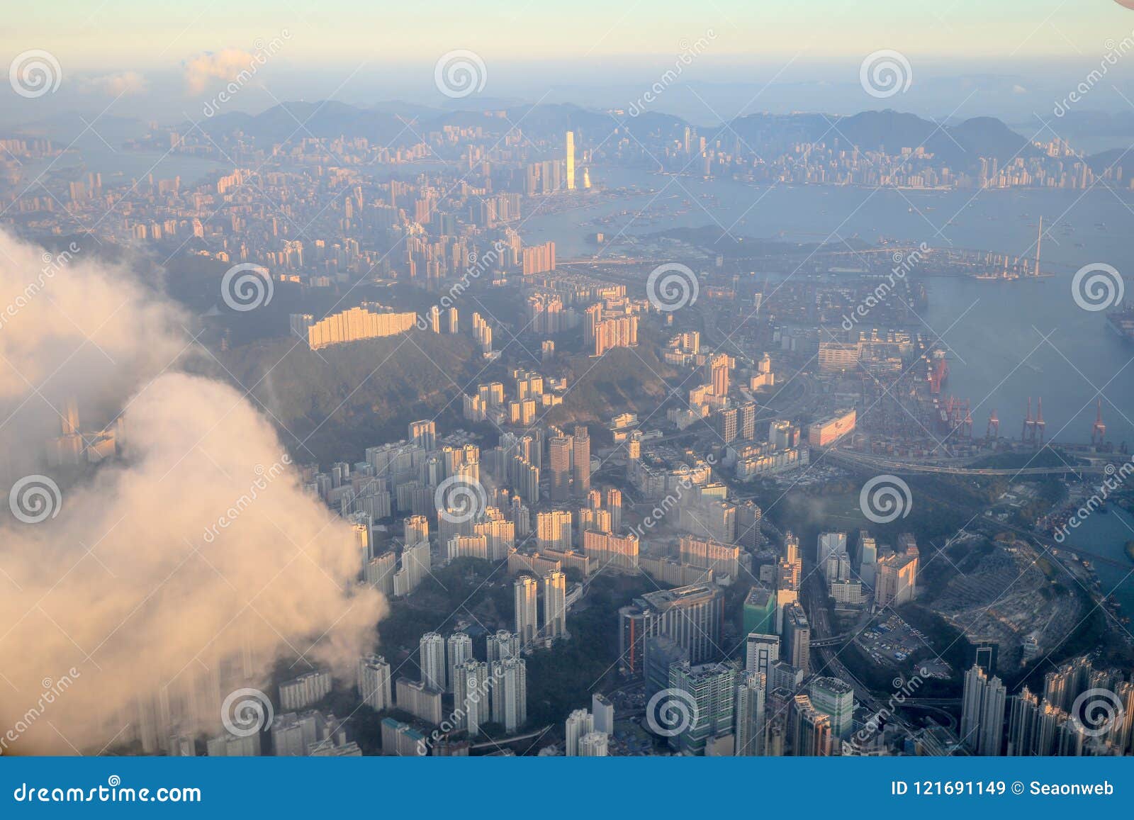 View of Plane Window Looking Down of a Land Stock Image - Image of ...