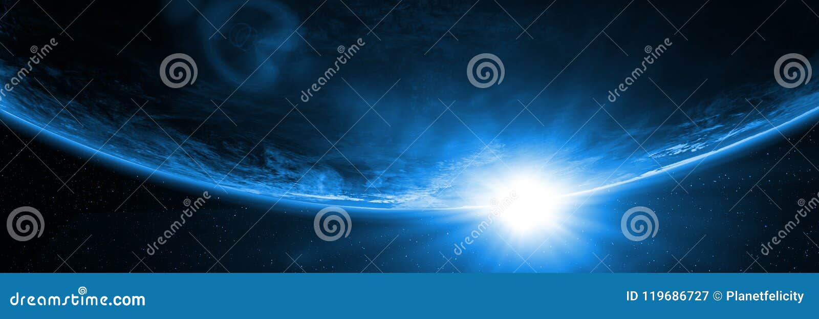 The Sun Appears Under the Horizon of Planet Earth Stock Image - Image ...