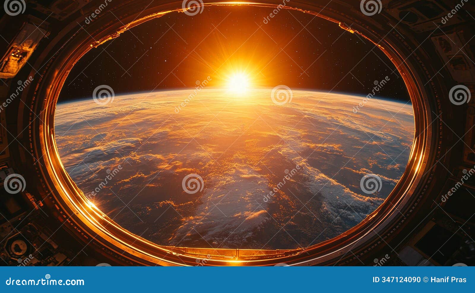 Planet Earth Seen from the Window of a Space Ship Stock Illustration ...