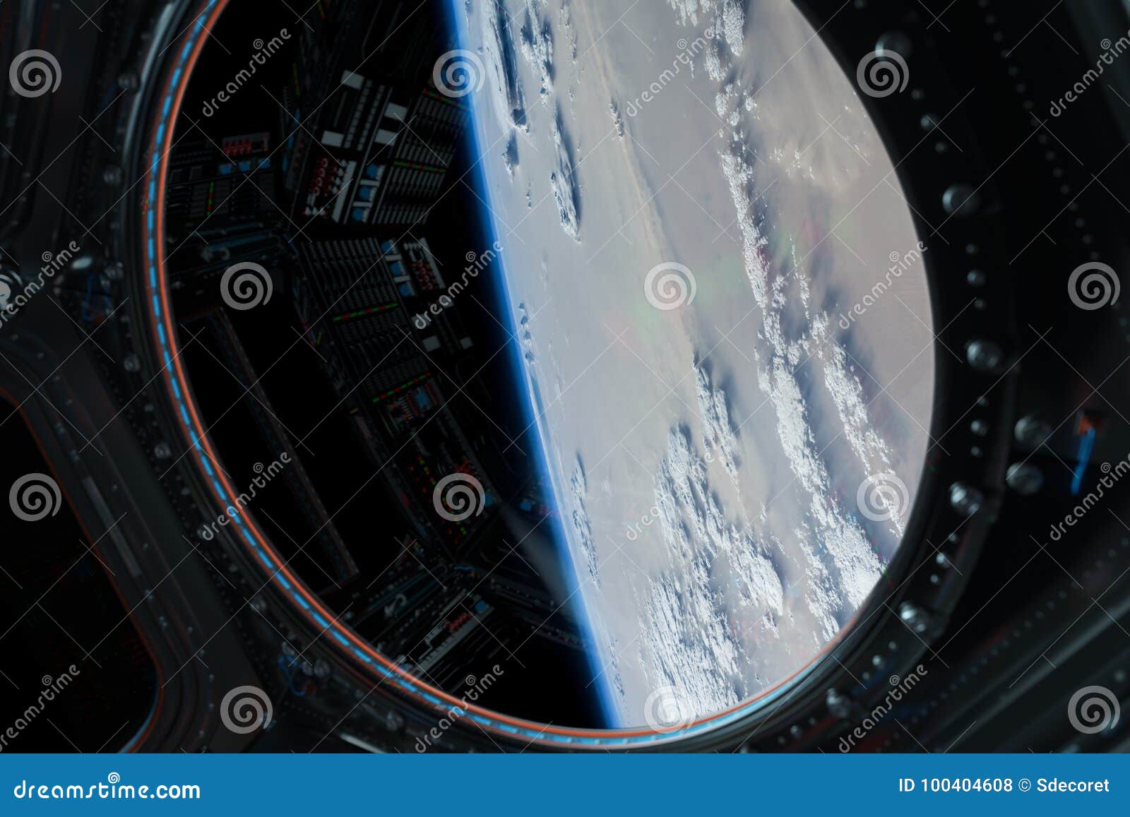View of Planet Earth from a Space Station Window 3D Rendering Elements ...