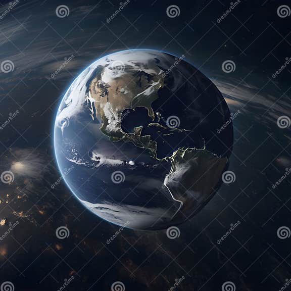 A View of the Planet Earth from Space Stock Illustration - Illustration ...
