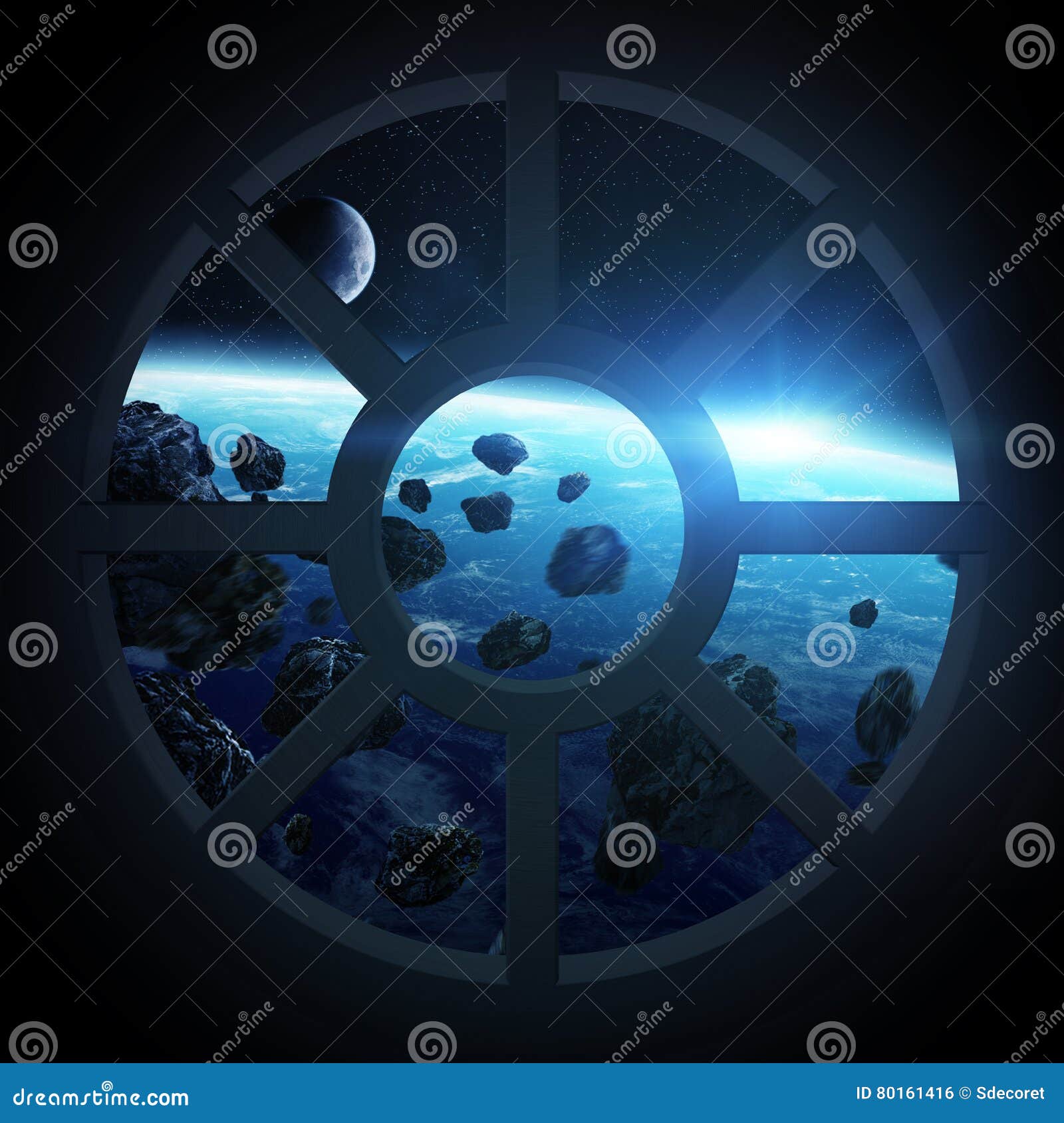 View of Planet Earth from a Spaceship Cabin Stock Illustration ...