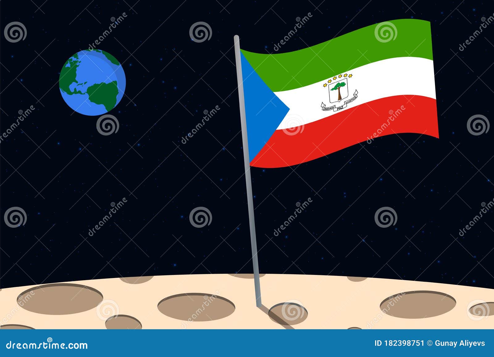 View of Planet Earth from the Surface of the Moon with the Equatorial ...