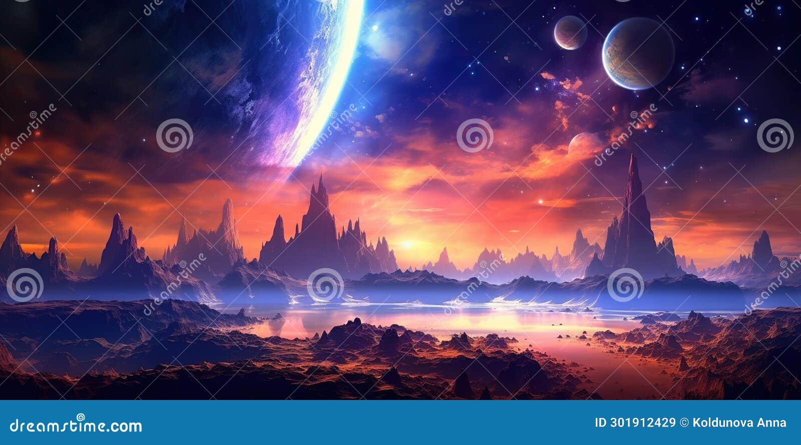 View from Planet on Magic Cosmos Stock Illustration - Illustration of ...