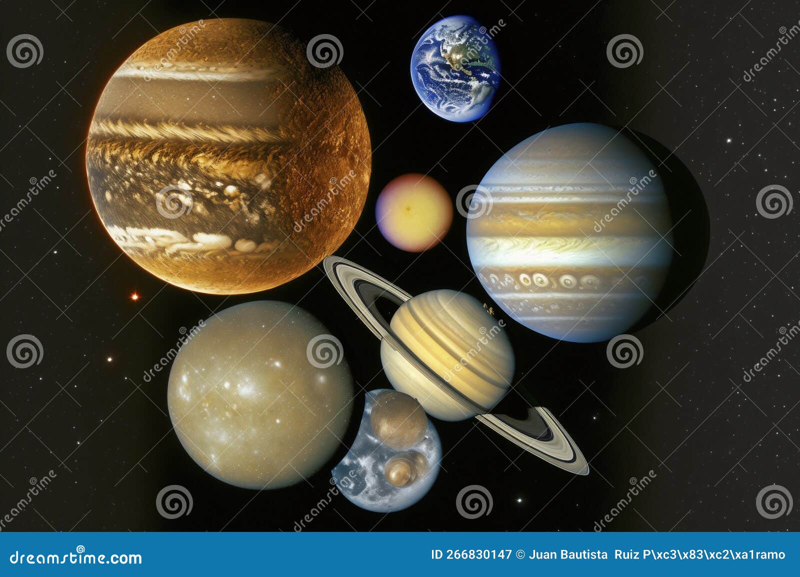 A View of Planet, Moons and the Deep Space. Created with Generative AI ...