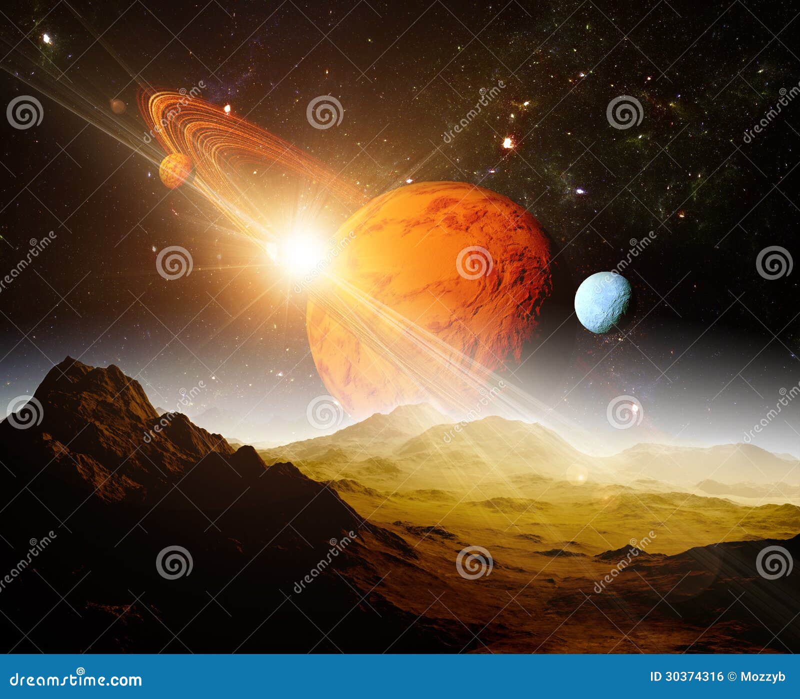 A View of Planet and the Universe from the Moon S Surface Stock ...