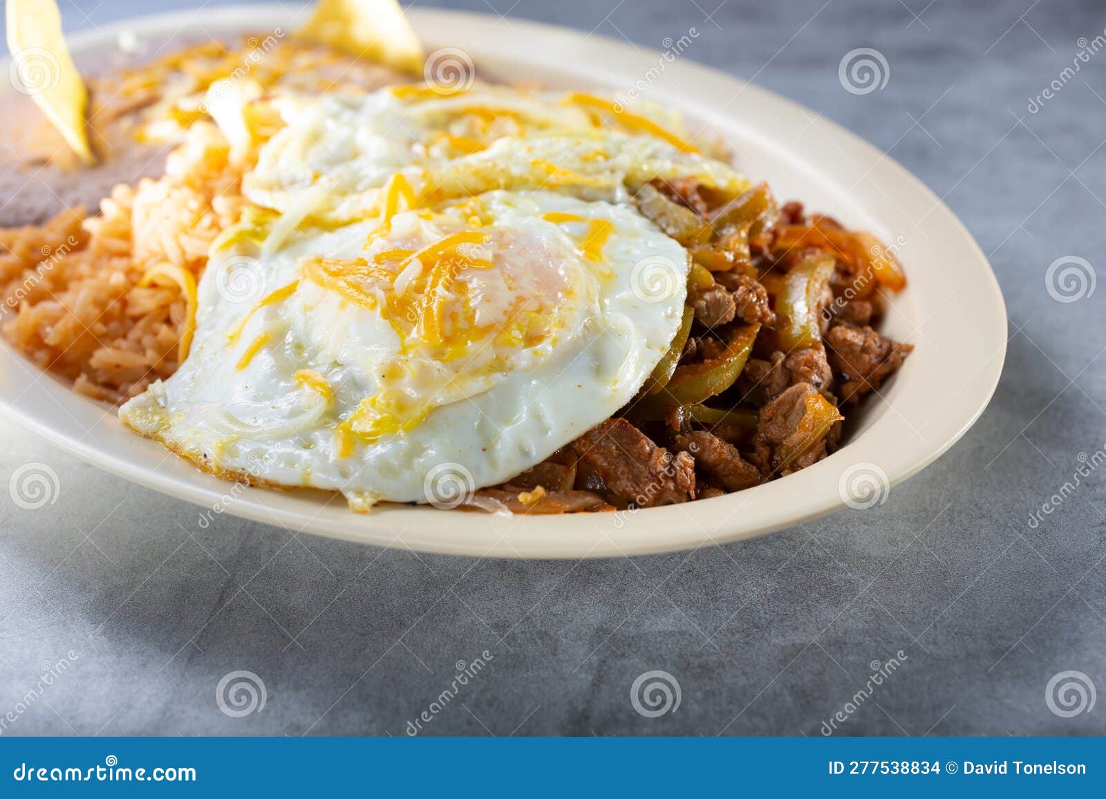 Plate of Steak Ranchero and Eggs Stock Photo - Image of merchandise ...