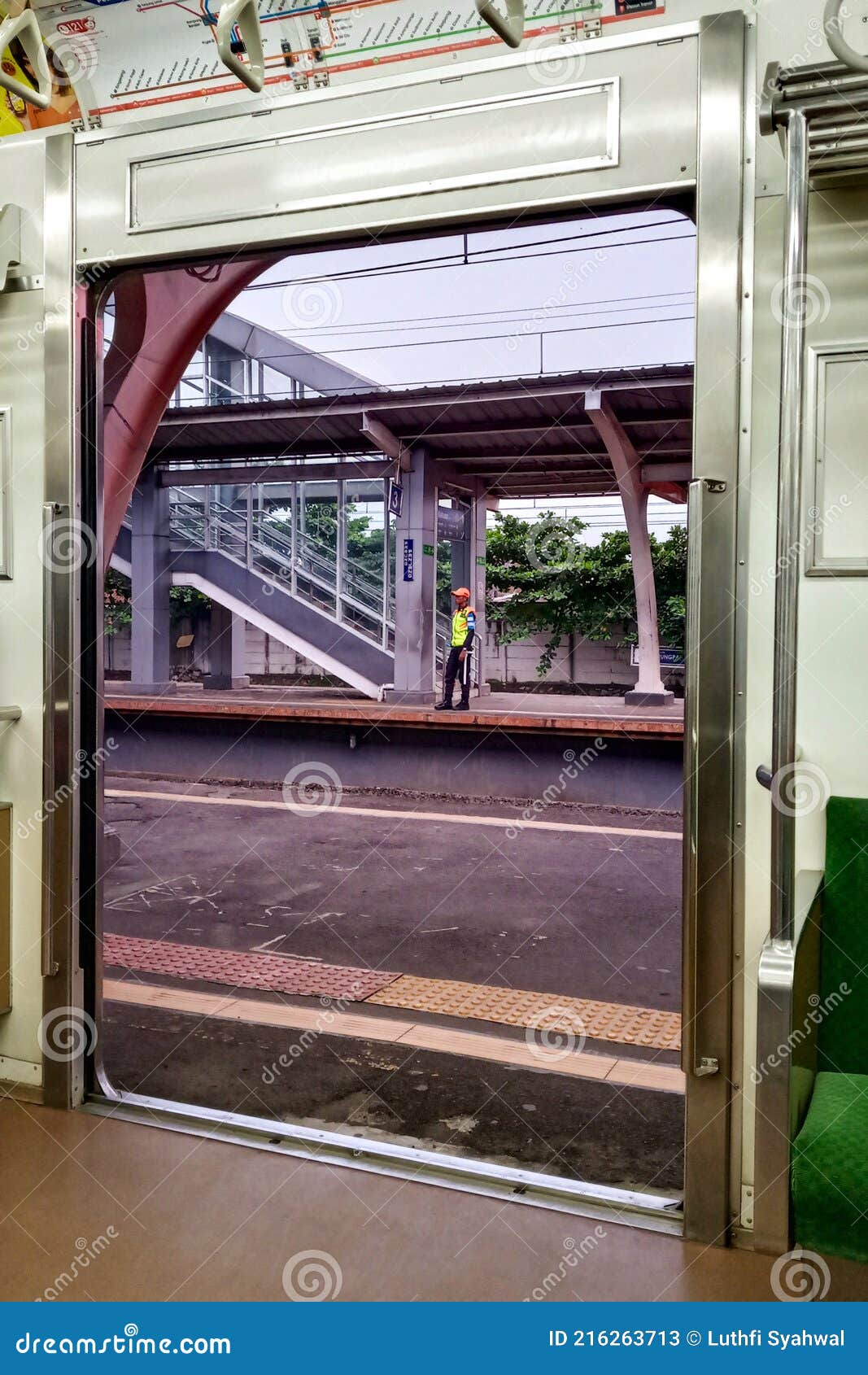 View of Platform through Open Sliding Doors from Inside of an Empty ...