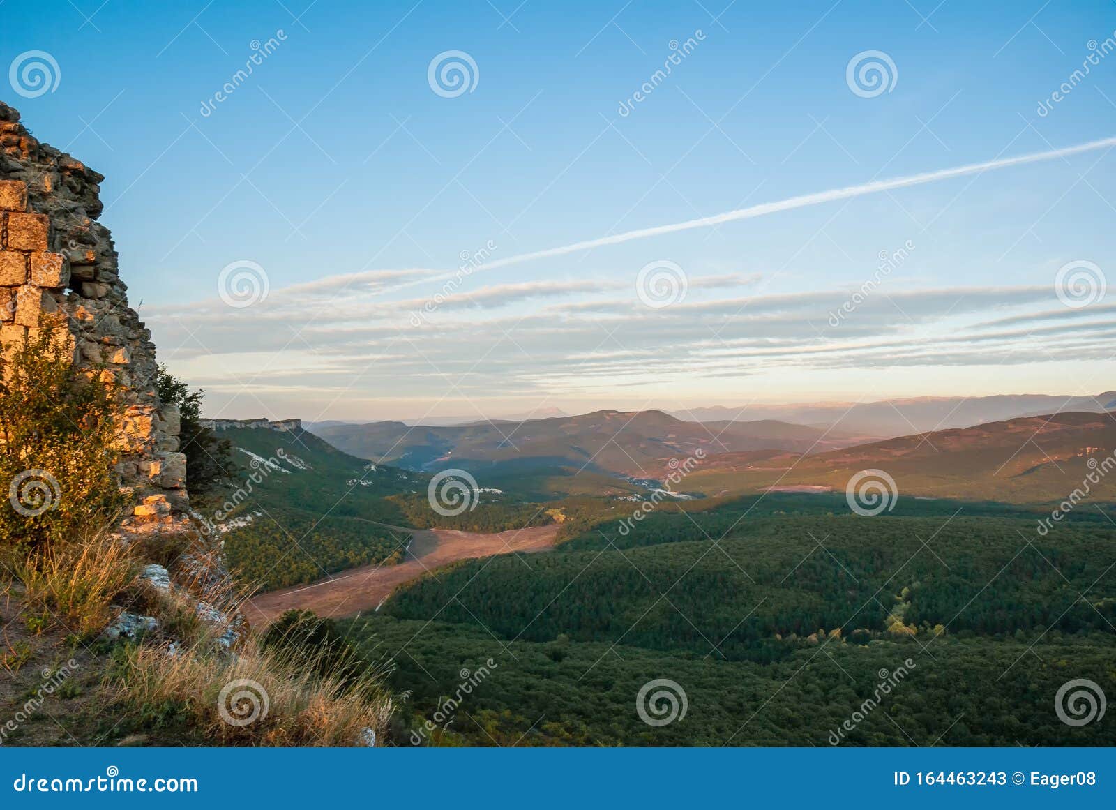 View from the Plato with Ruins on the Mountain Valley Stock Image ...