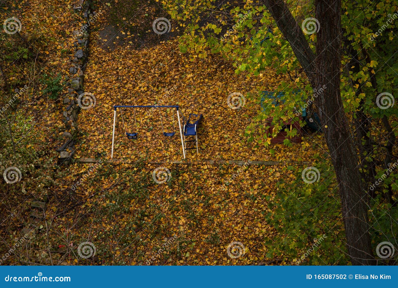 A playground in the fall stock photo. Image of child - 165087502