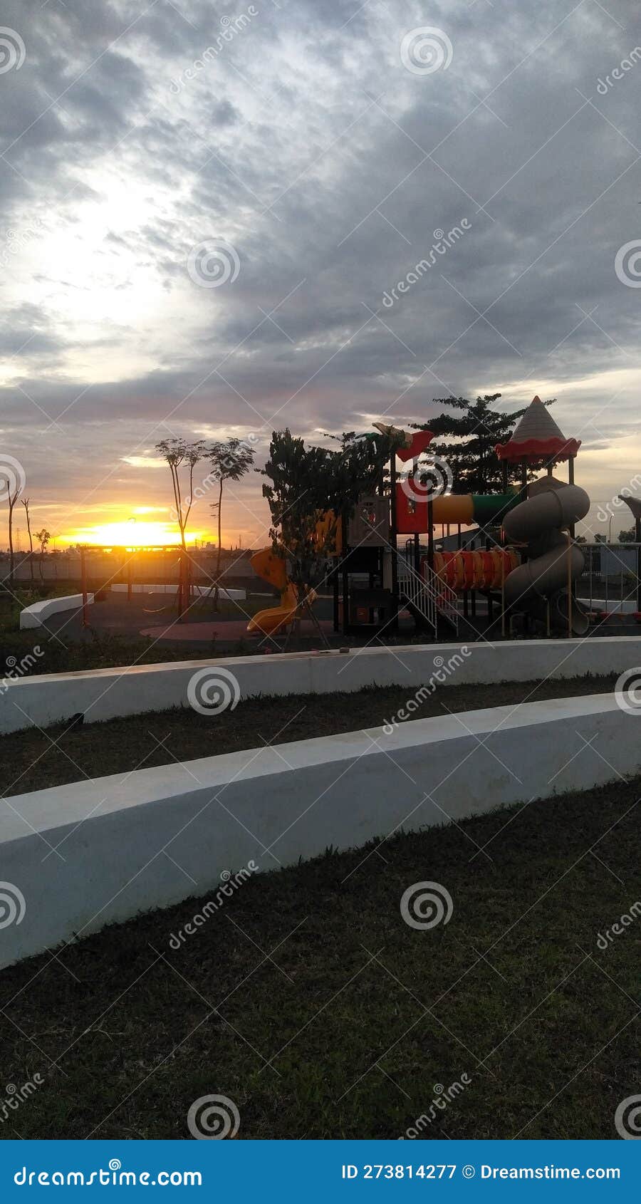 A View in Playground with Sunset Stock Image - Image of view, sunset ...