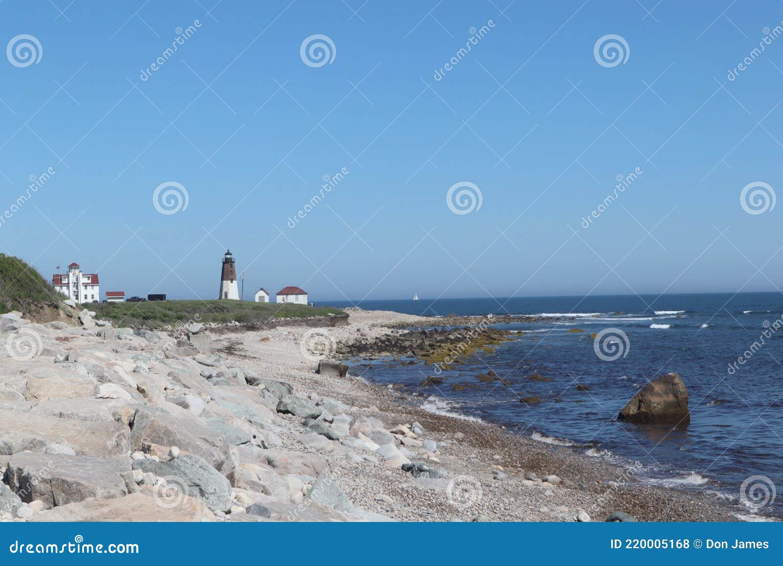 The View of Point Judith Lighthouse from the Distance Stock Photo ...
