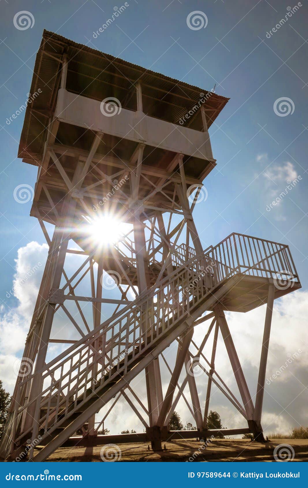 View Point Tower at Poonhill 3,210 M., Nepal with Sunlig Stock Photo ...