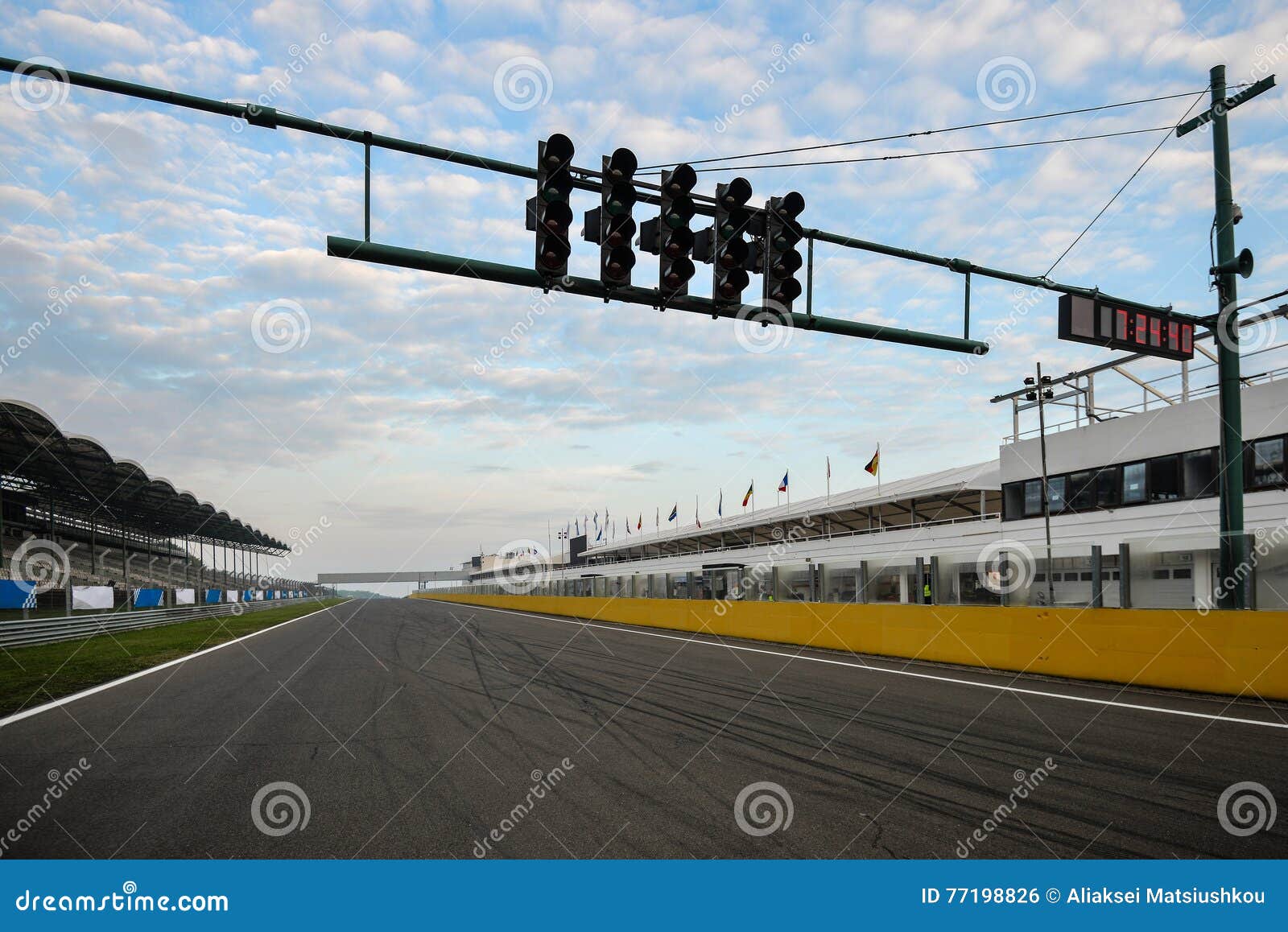 View from the Pole Position in a Racetrack. Stock Photo - Image of ...