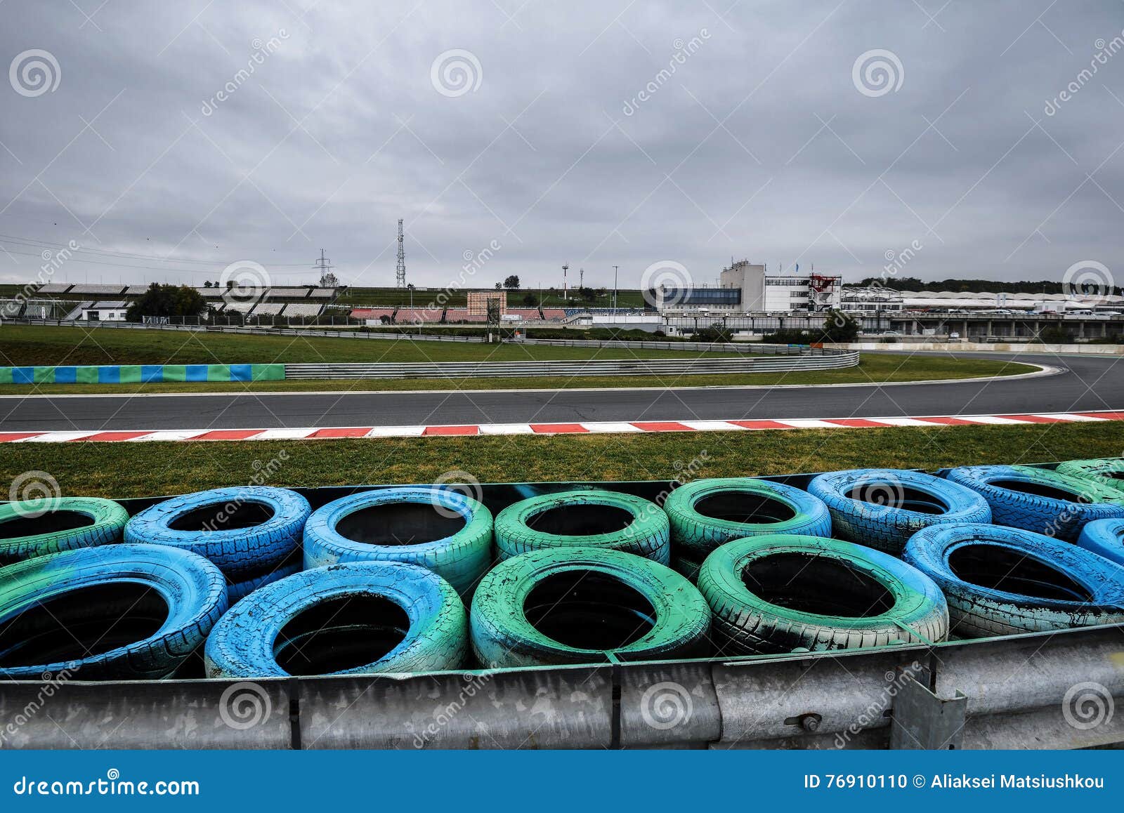 View from the Pole Position in a Racetrack. Wheel Close Up Stock Photo ...