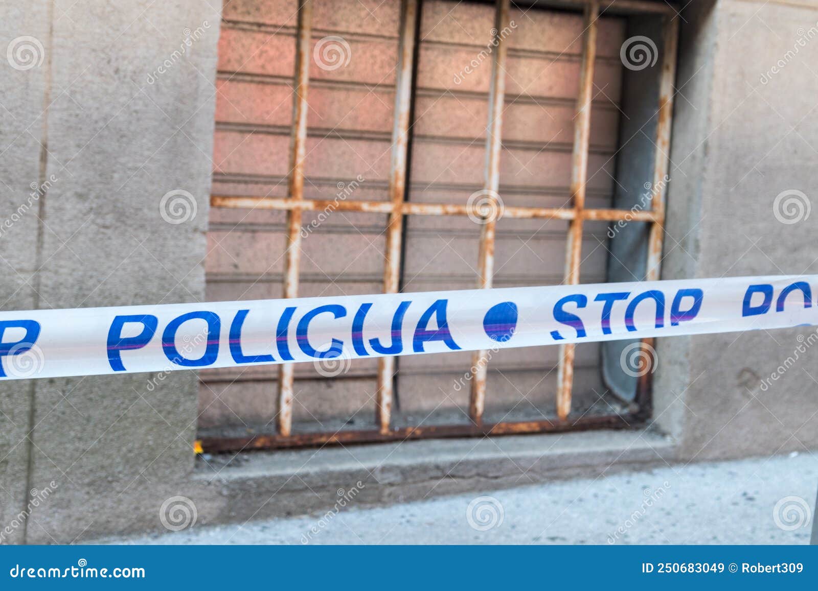 View of Police Tape Blocking at Street in Croatia Stock Image - Image ...