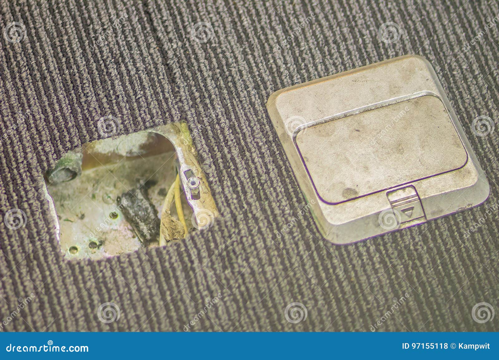 View of Pop Up Floor Outlet Socket during Installation. Opened P Stock ...