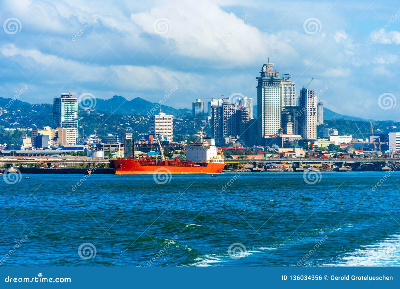 CEBU, PHILIPPINES - FEBRUARY 23, 2018: View of the Port. Copy Space for ...