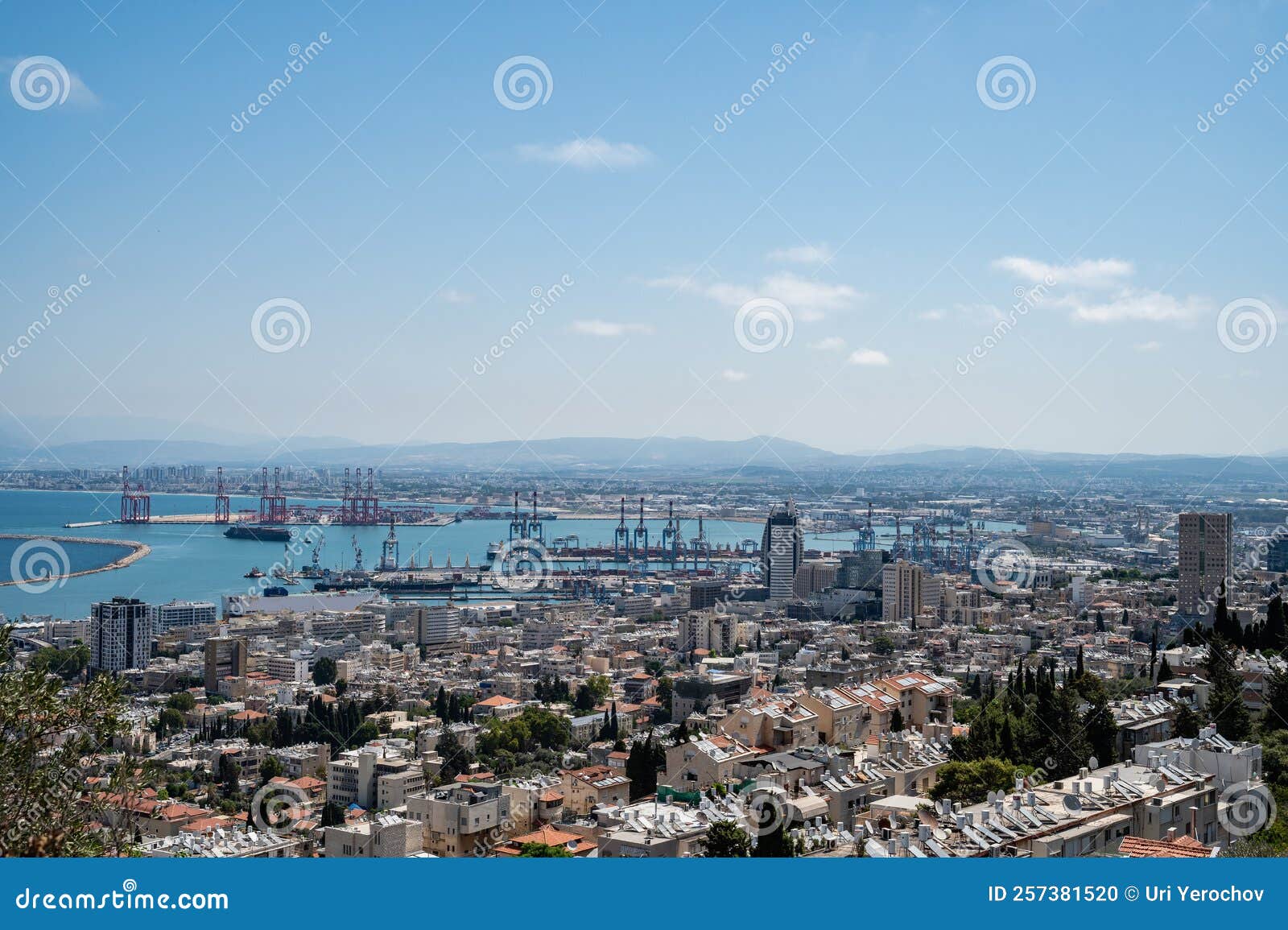 View of the Port of the City of Haifa from the Side of the Sculpture ...