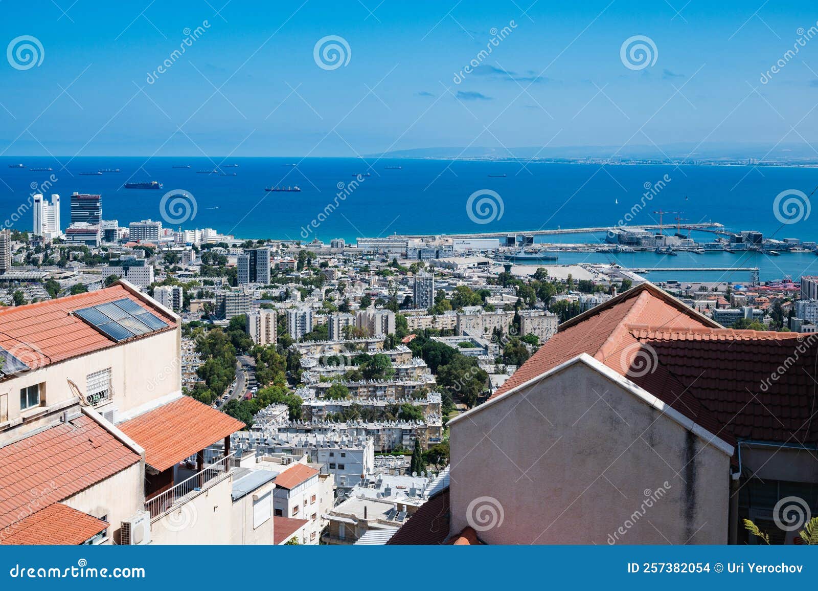 View of the Port of the City of Haifa from the Side of the Sculpture ...