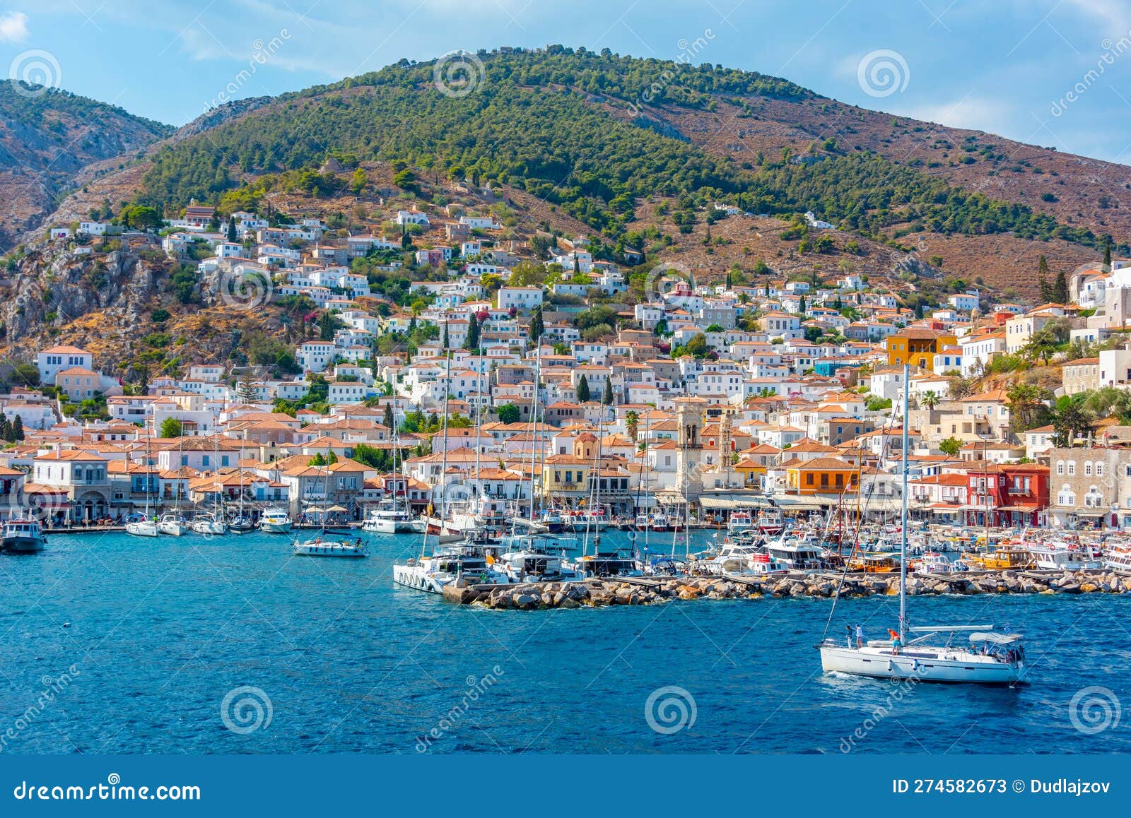 View of Port of Hydra in Greece Stock Image - Image of greece ...