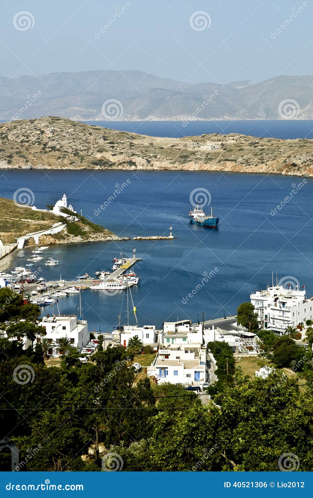 View of the Port of Ios Island, Greece Stock Photo - Image of ...