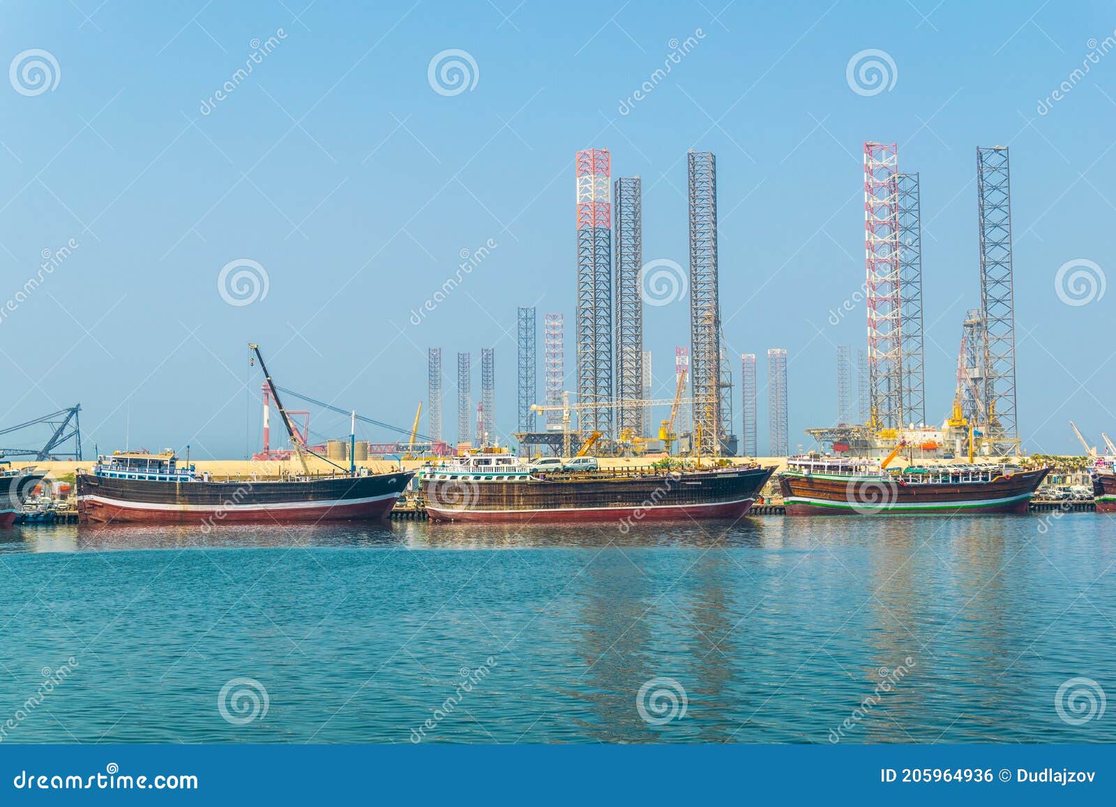 View of the Port Khalid in Sharjah, UAE Stock Photo - Image of wood ...