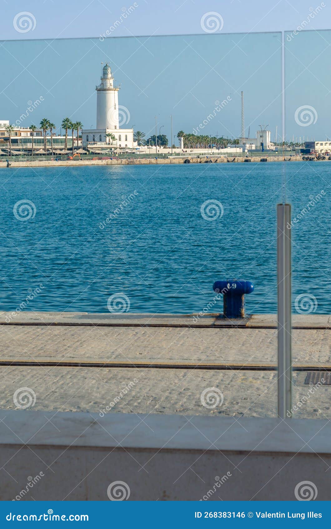 View of the Port and Lighthouse of Malaga, Spain Stock Photo - Image of ...