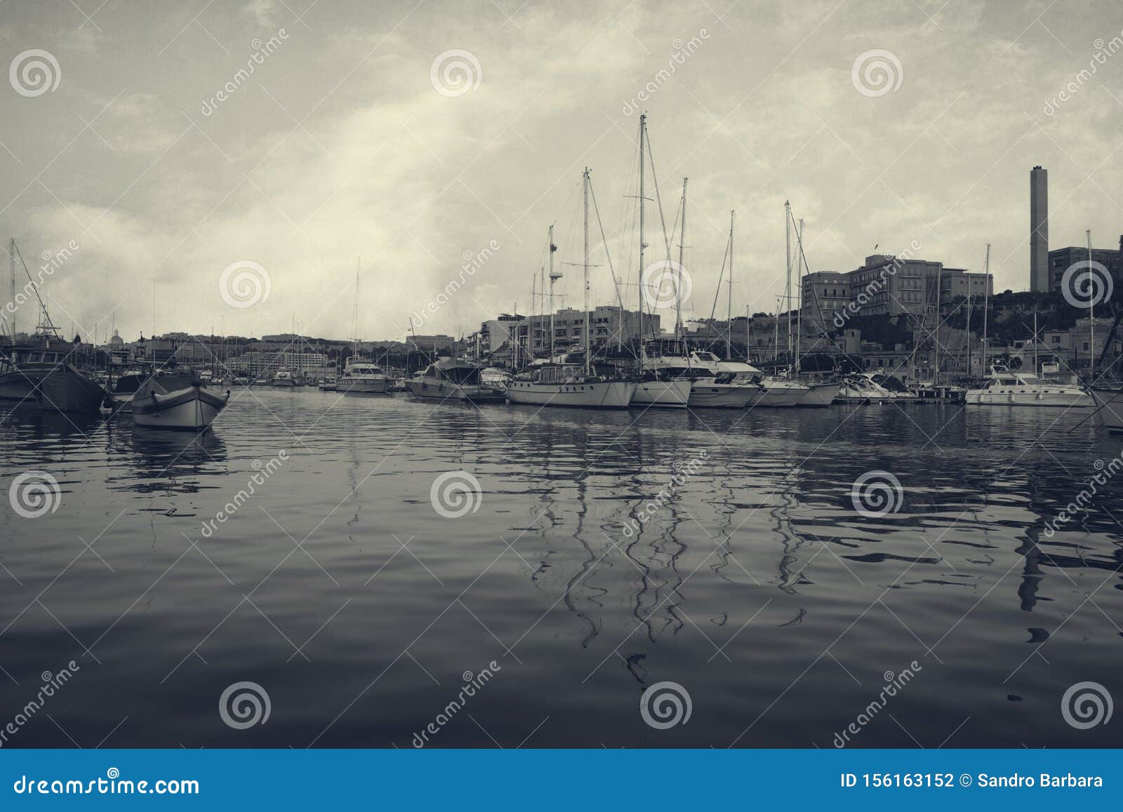 View of a Port in Msida, Malta in Vintage Times Stock Photo - Image of ...
