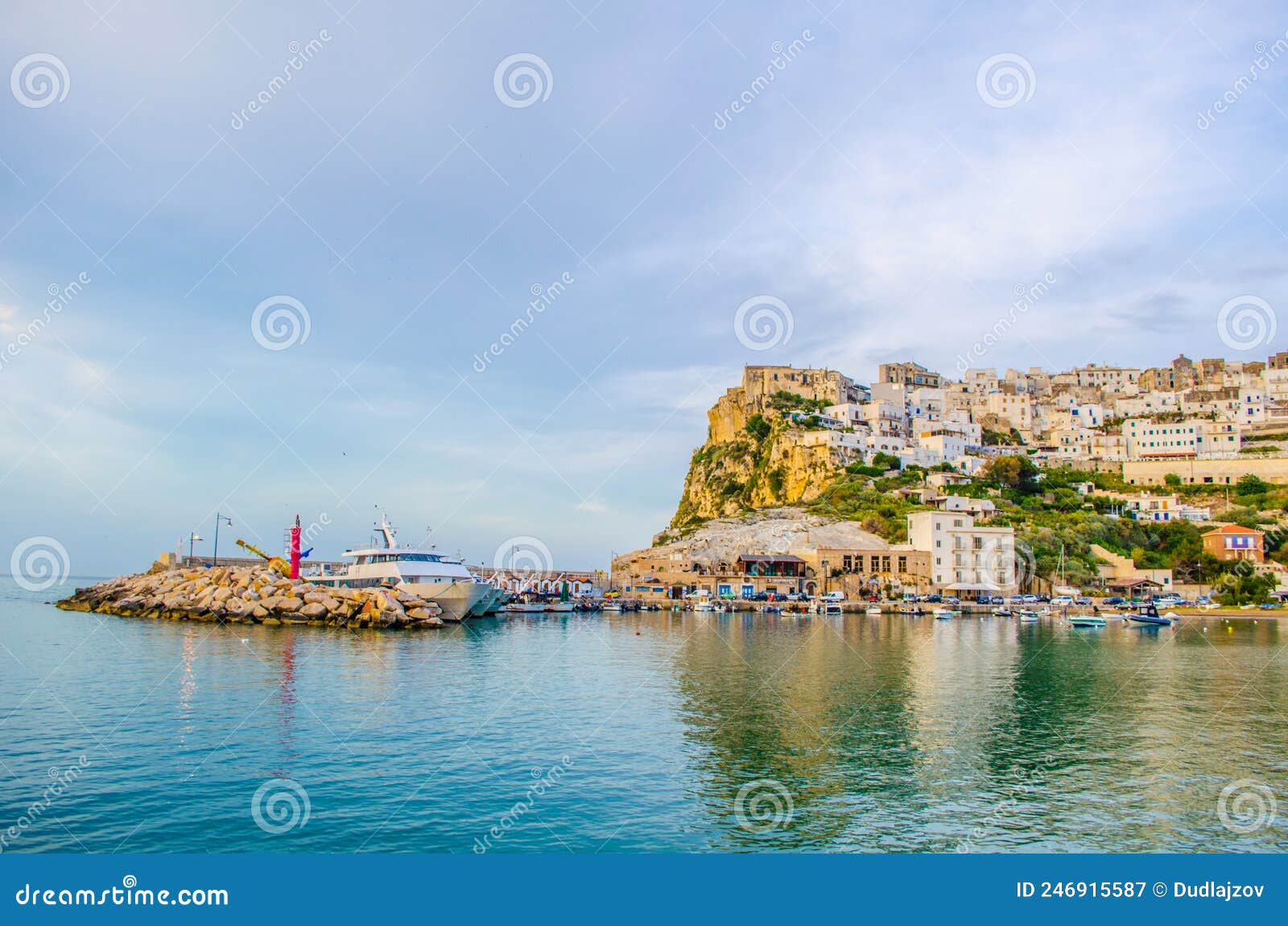 View of Port of Peschici in Italy....IMAGE Stock Image - Image of blue ...