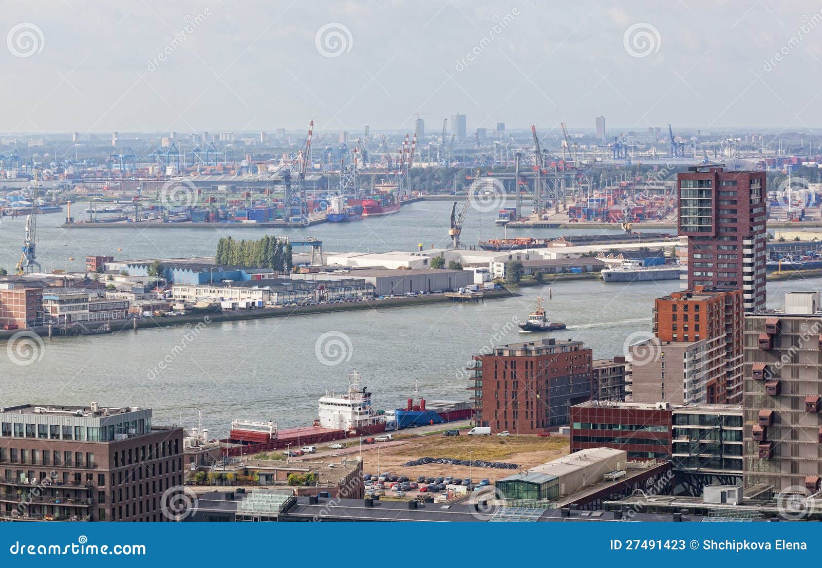 View of port in Rotterdam stock image. Image of birdseye - 27491423