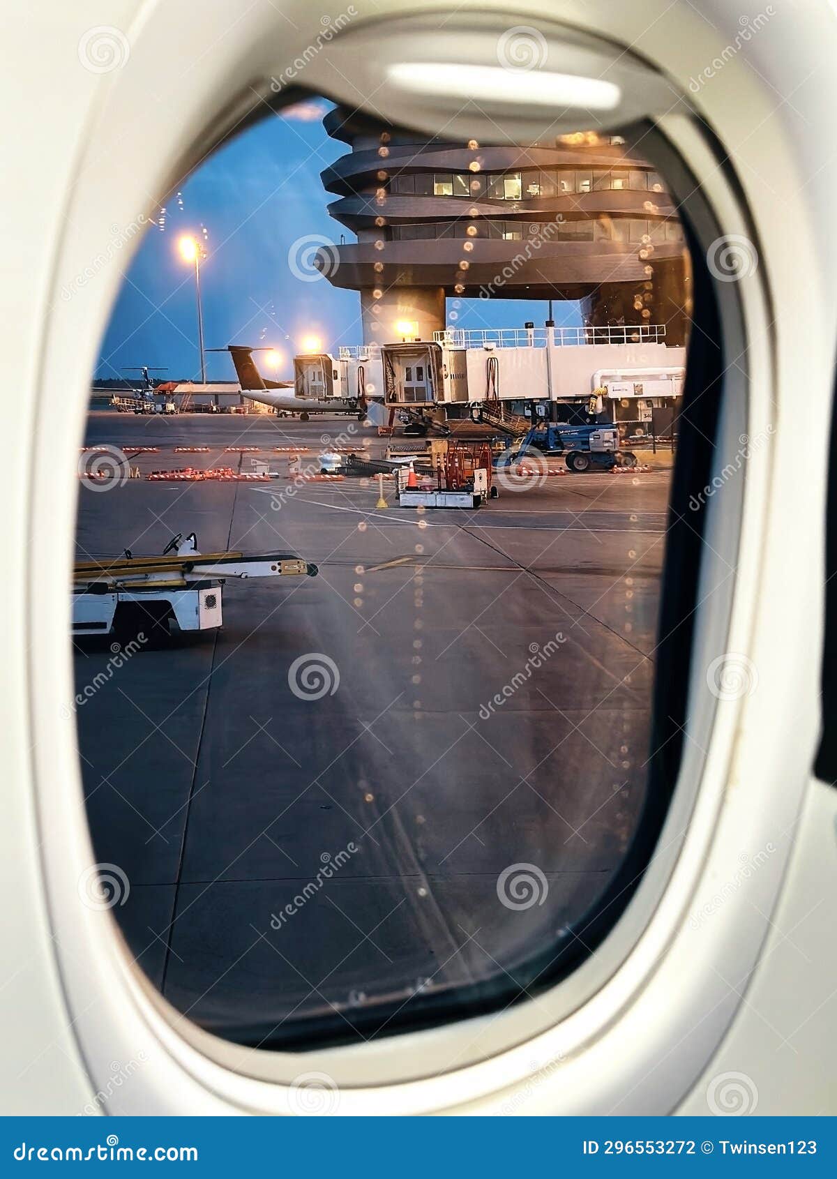 View from the Porthole of Plane on the Runway of the Airport Stock ...