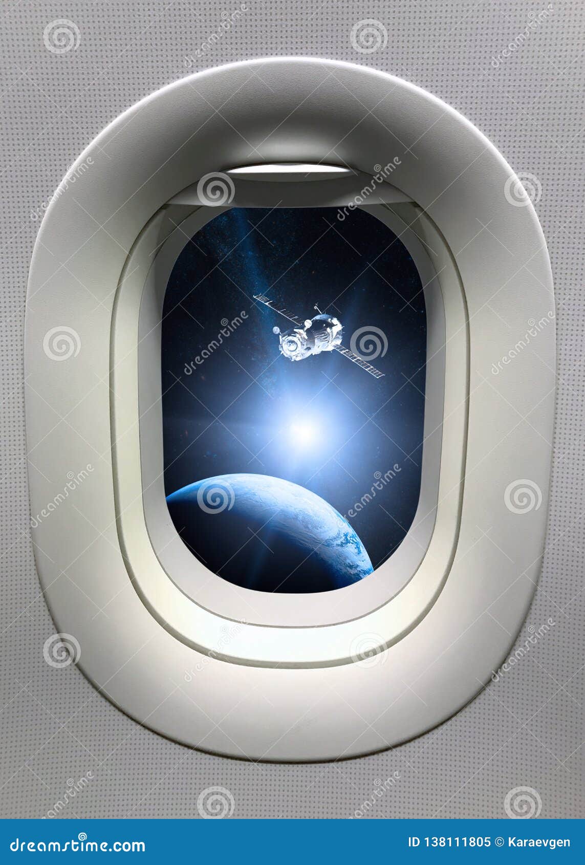 View from Porthole Window on Spacecraft Launch into Space. Elements of ...