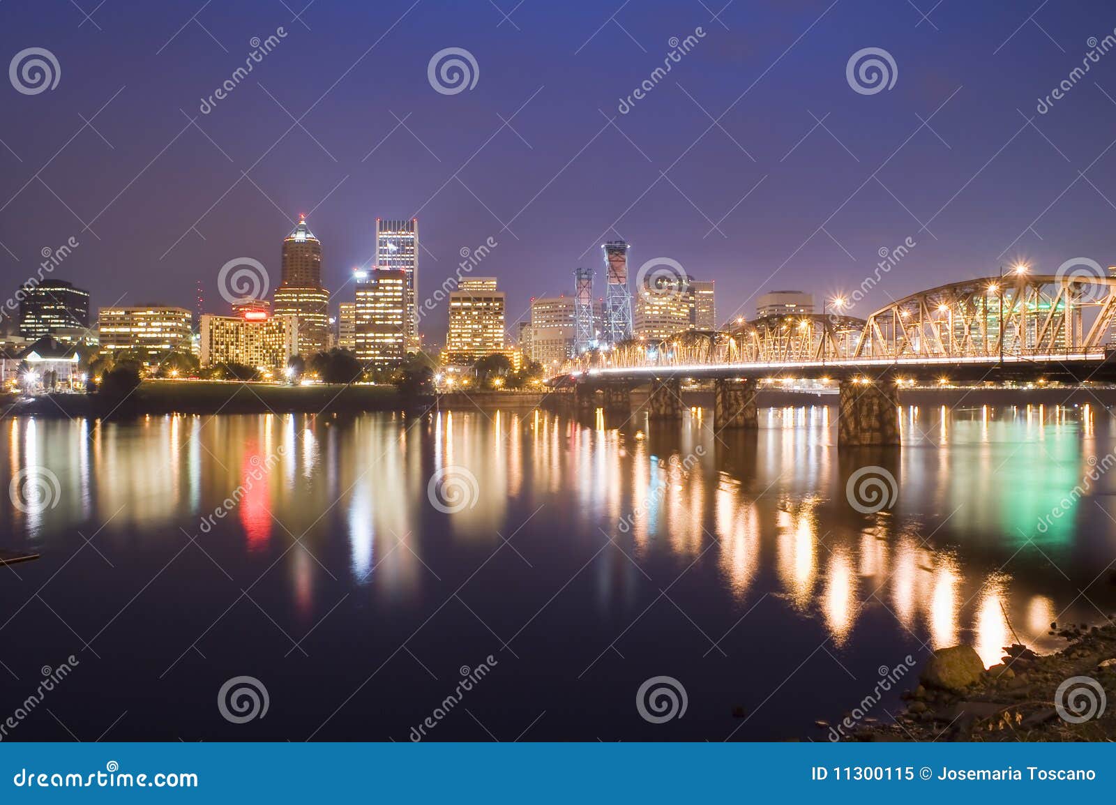 View of Portland, Oregon Cityscape Stock Image - Image of evening, view ...